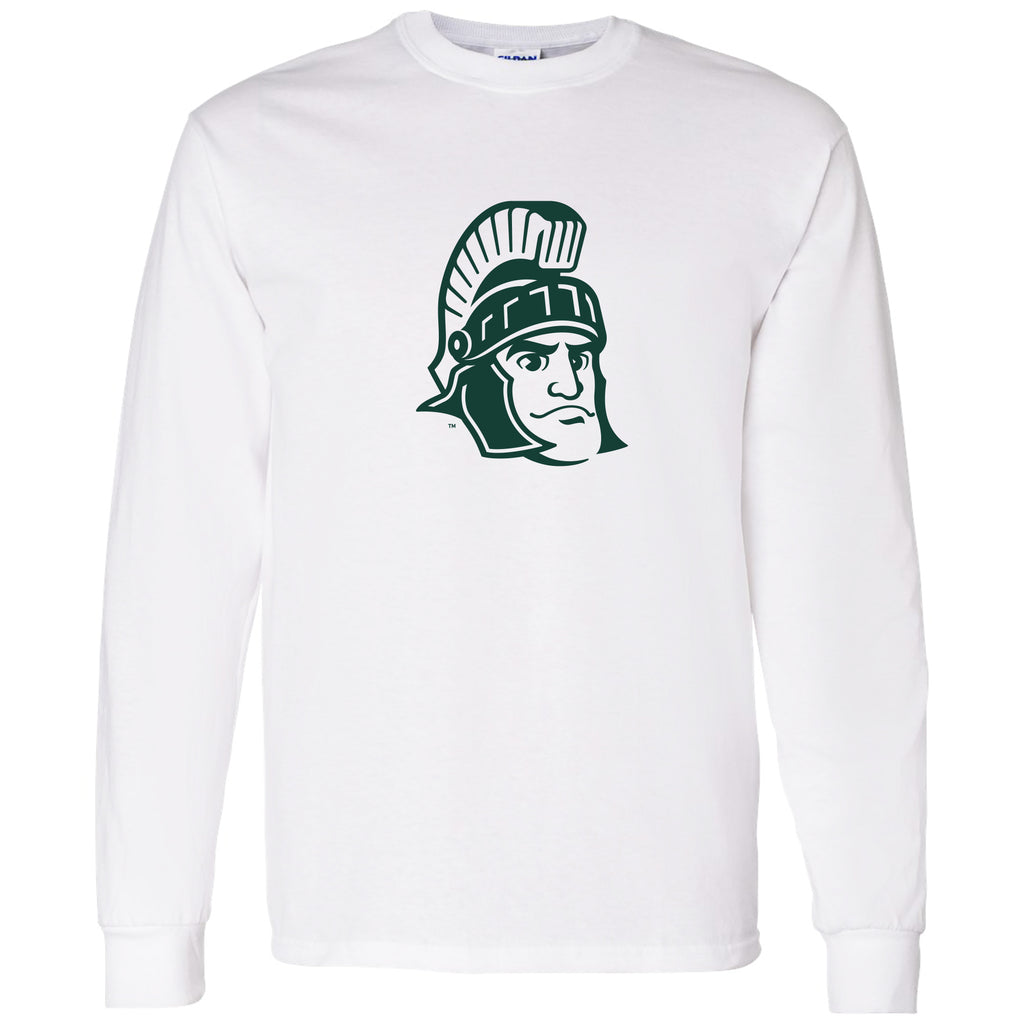 Michigan State University Spartans Sparty Mark Long Sleeve T Shirt- Wh ...