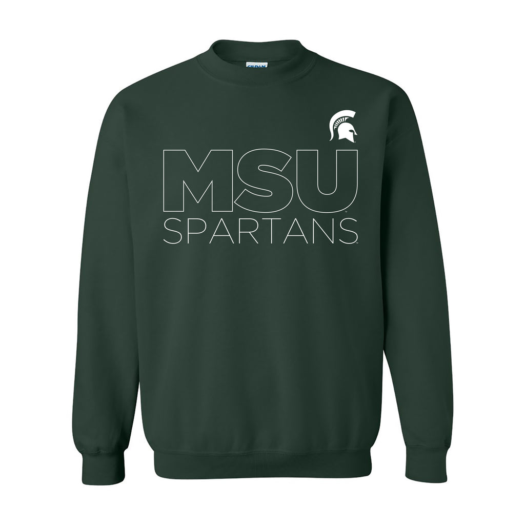 Michigan State University Spartans Modern Outline Crewneck Sweatshirt ...