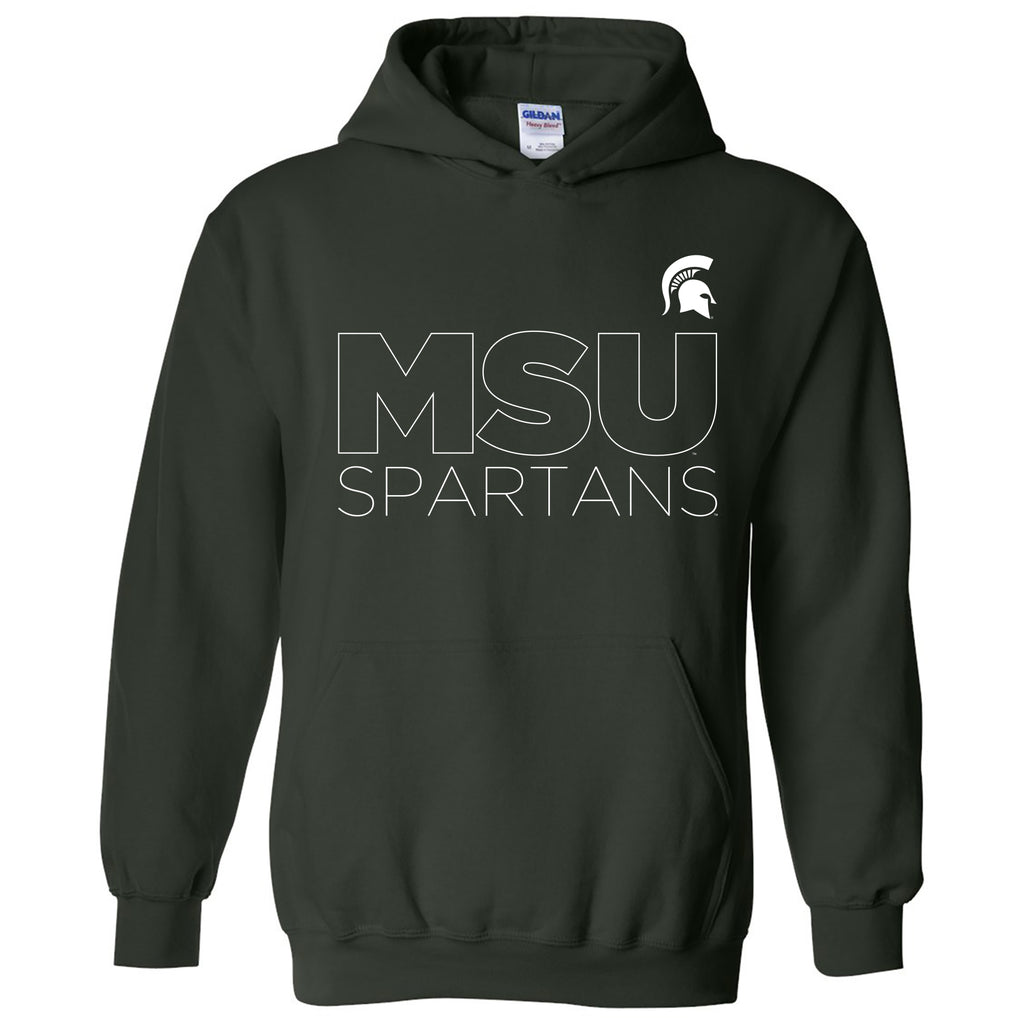 Michigan State University Spartans Modern Outline Hoodie - Forest ...