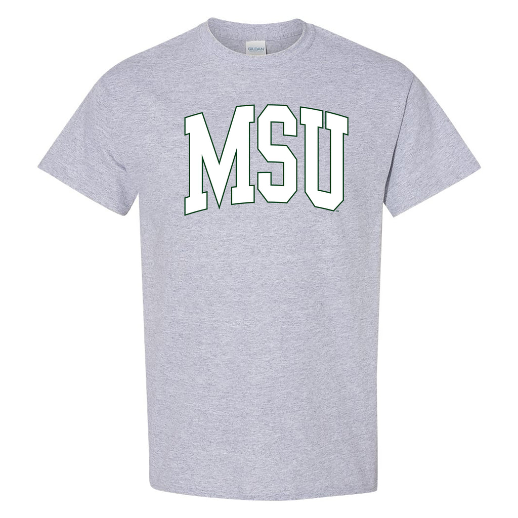 Michigan State University Spartans Mega Arch T-Shirt - Sport Grey ...