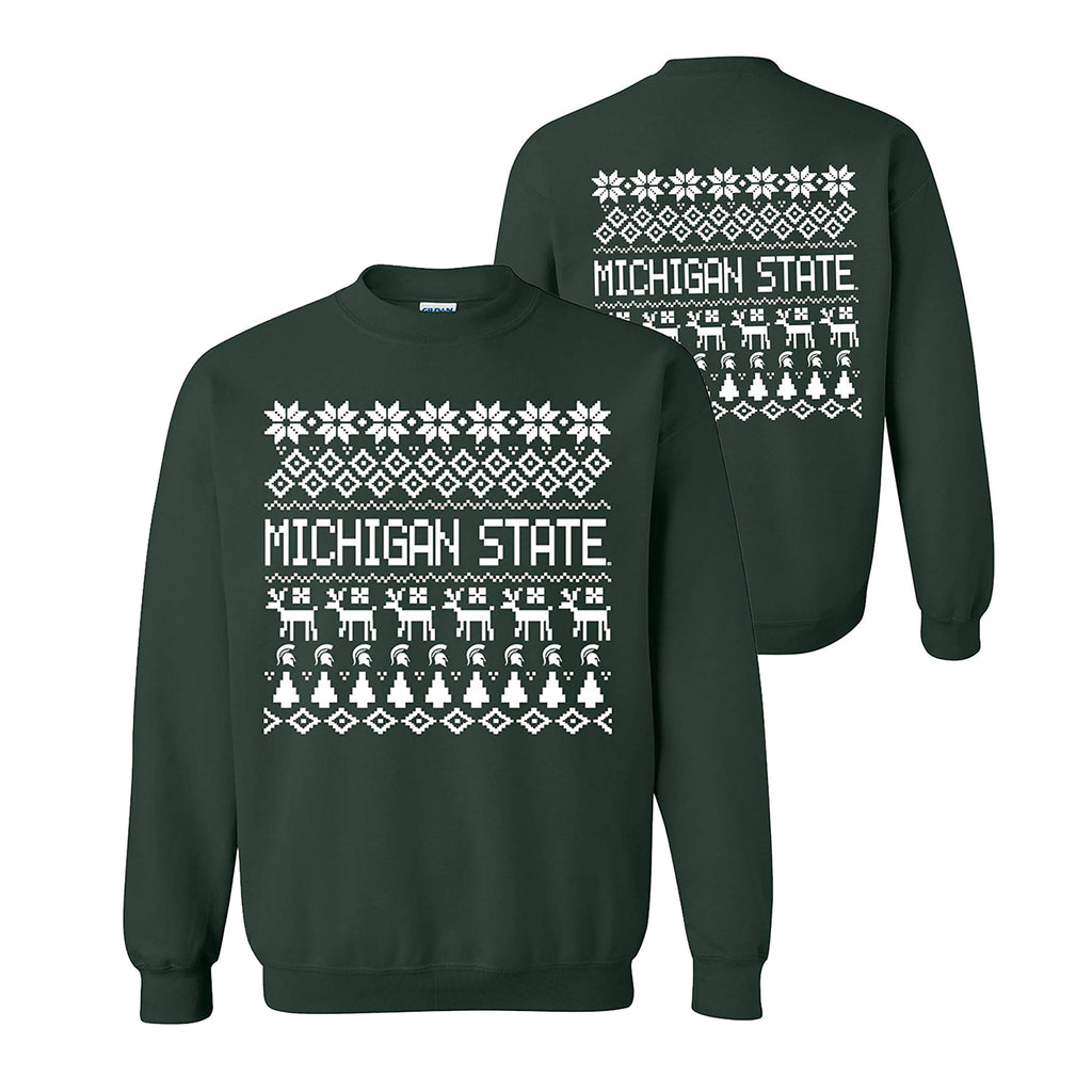 Michigan State University Spartans Holiday Sweater Crewneck Sweatshirt ...