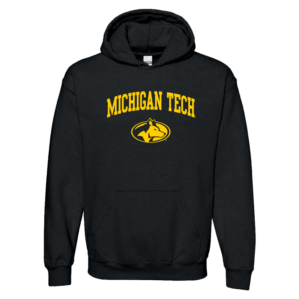 Michigan Technological University Huskies Arch Logo Cotton Hoodie - Bl ...