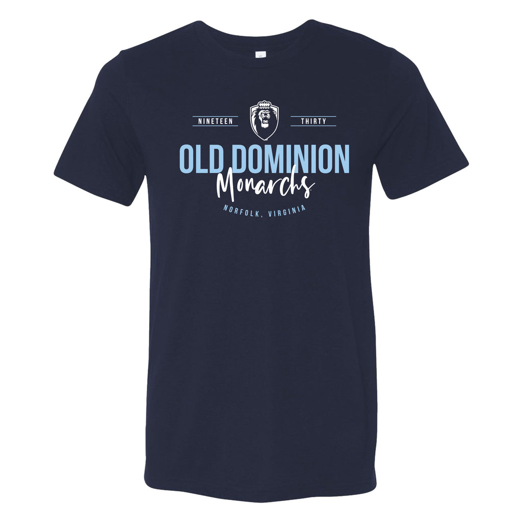 Old Dominion University Monarchs Harbor Script Canvas Short Sleeve Tri ...
