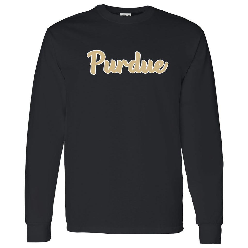 Purdue University Boilermakers Basic Script Cotton Long Sleeve T Shirt ...