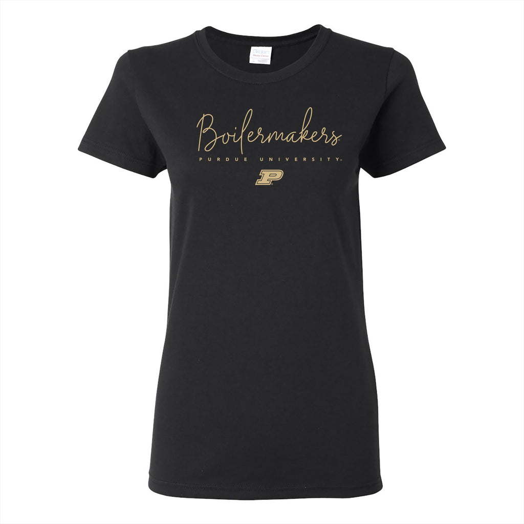 Purdue Thin Script Women's T-Shirt - Black – Underground Printing