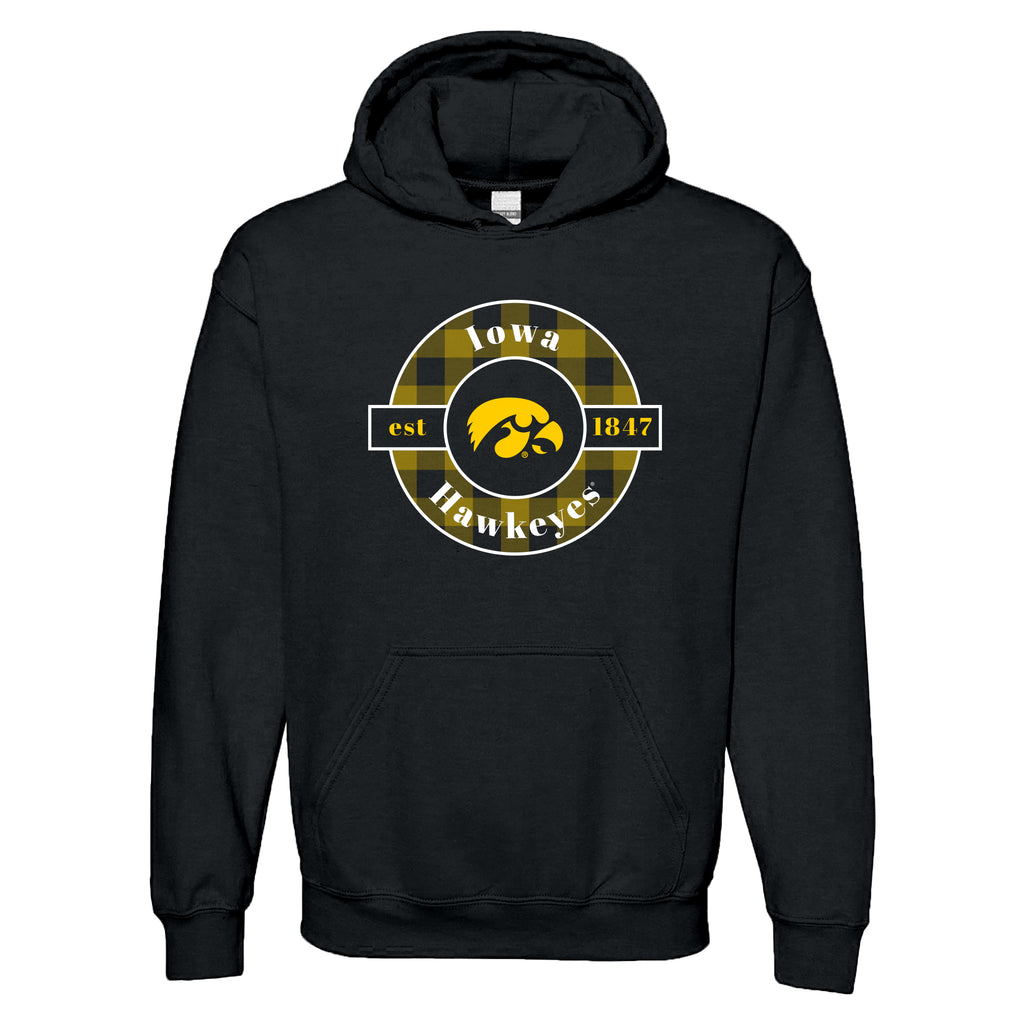 Iowa Plaid Circle Hoodie - Black – Underground Printing