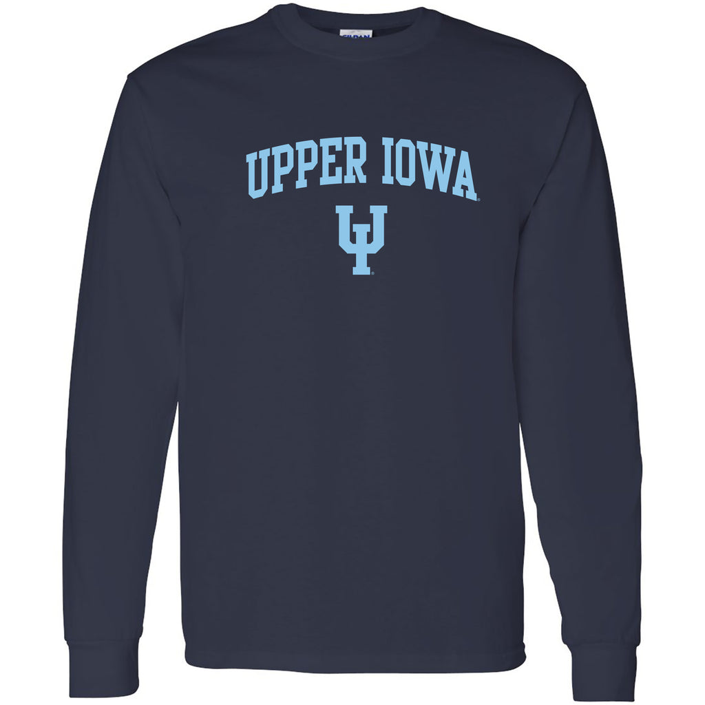Upper Iowa University Peacocks Arch Logo Basic Cotton Long Sleeve T Sh ...