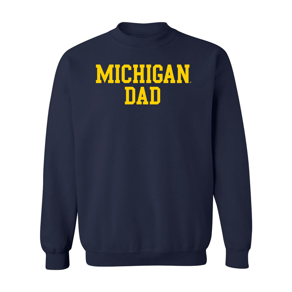 Michigan Wolverines Basic Block Dad Crewneck Sweatshirt - Navy ...