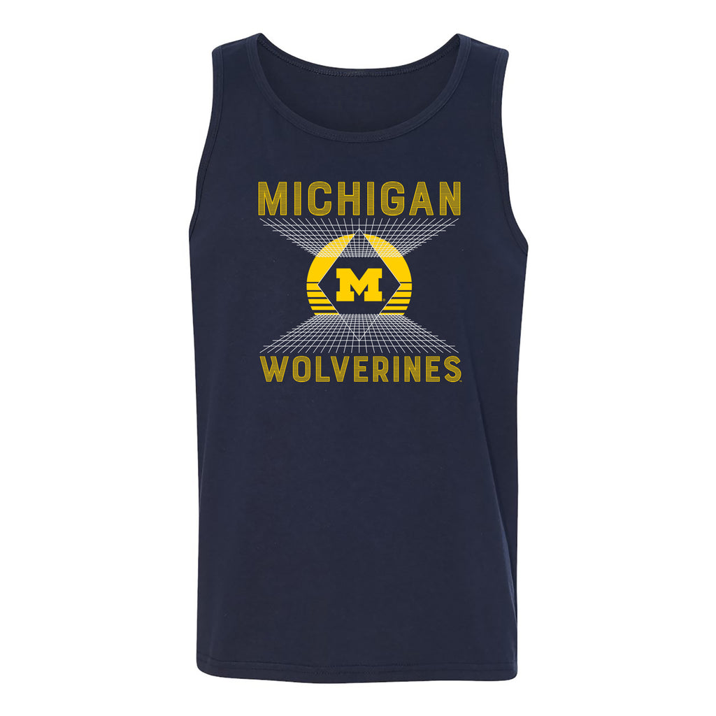 Michigan Wolverines Vaporwave Grid Tank Top - Navy – Underground Printing