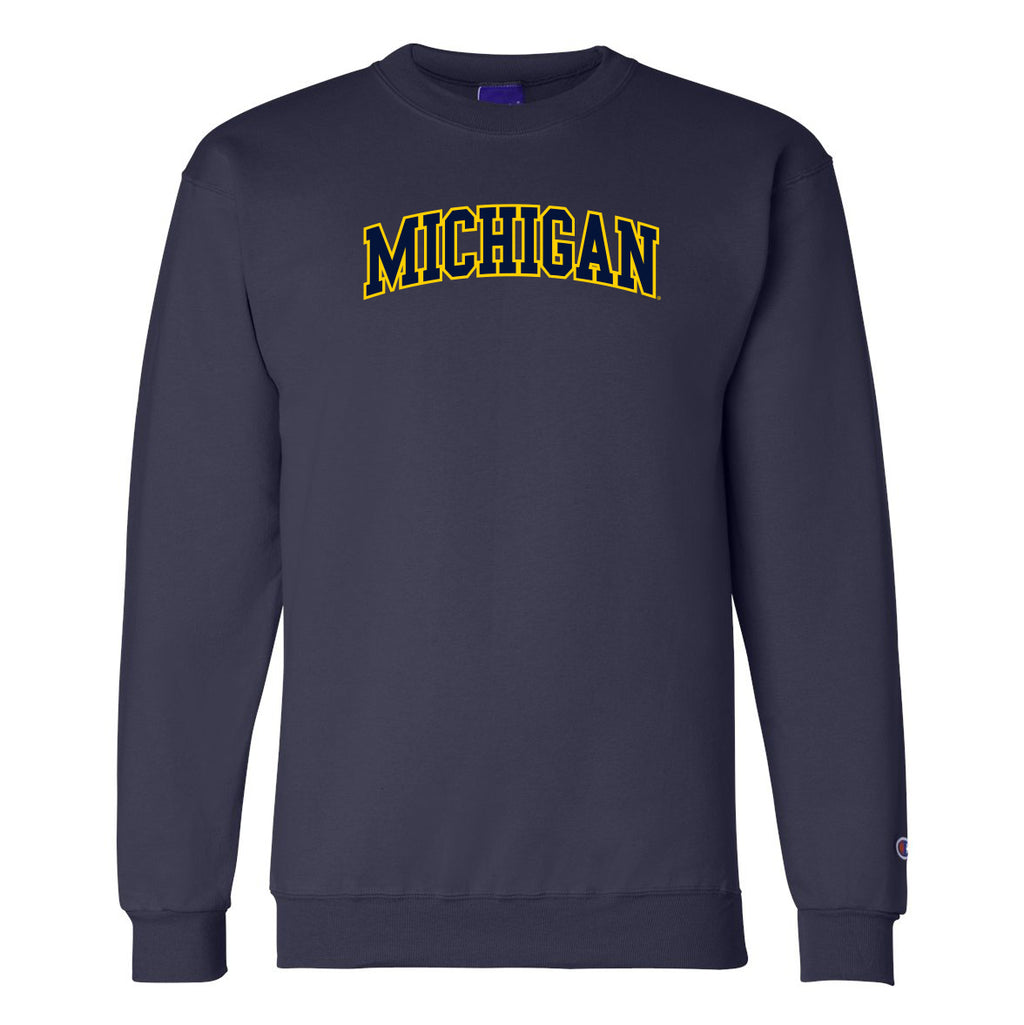 Champion Michigan Wolverines Applique Powerblend Crewneck - Navy ...