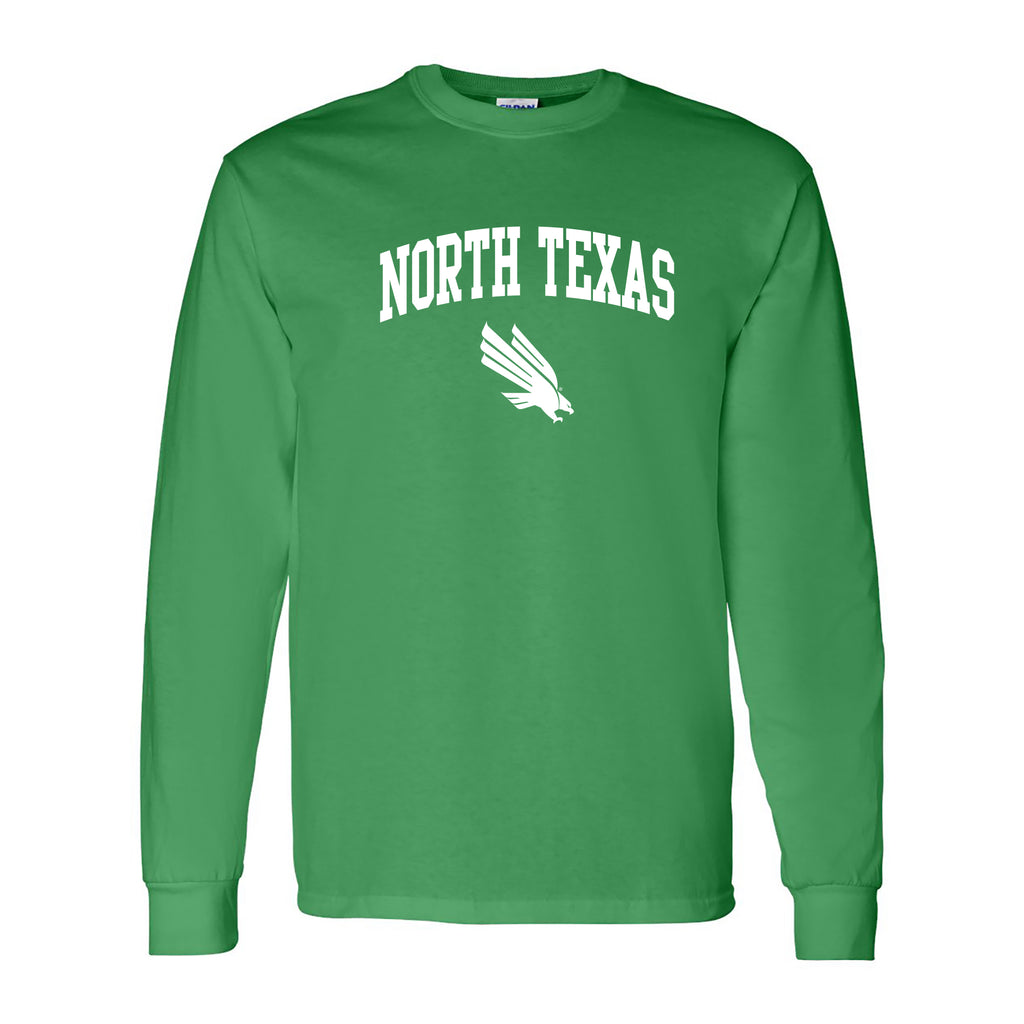 University of North Texas Mean Green Arch Logo Cotton Long Sleeve T-Sh ...