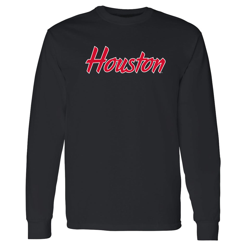 Houston Cougars Basic Script Long Sleeve T Shirt - Black – Underground ...