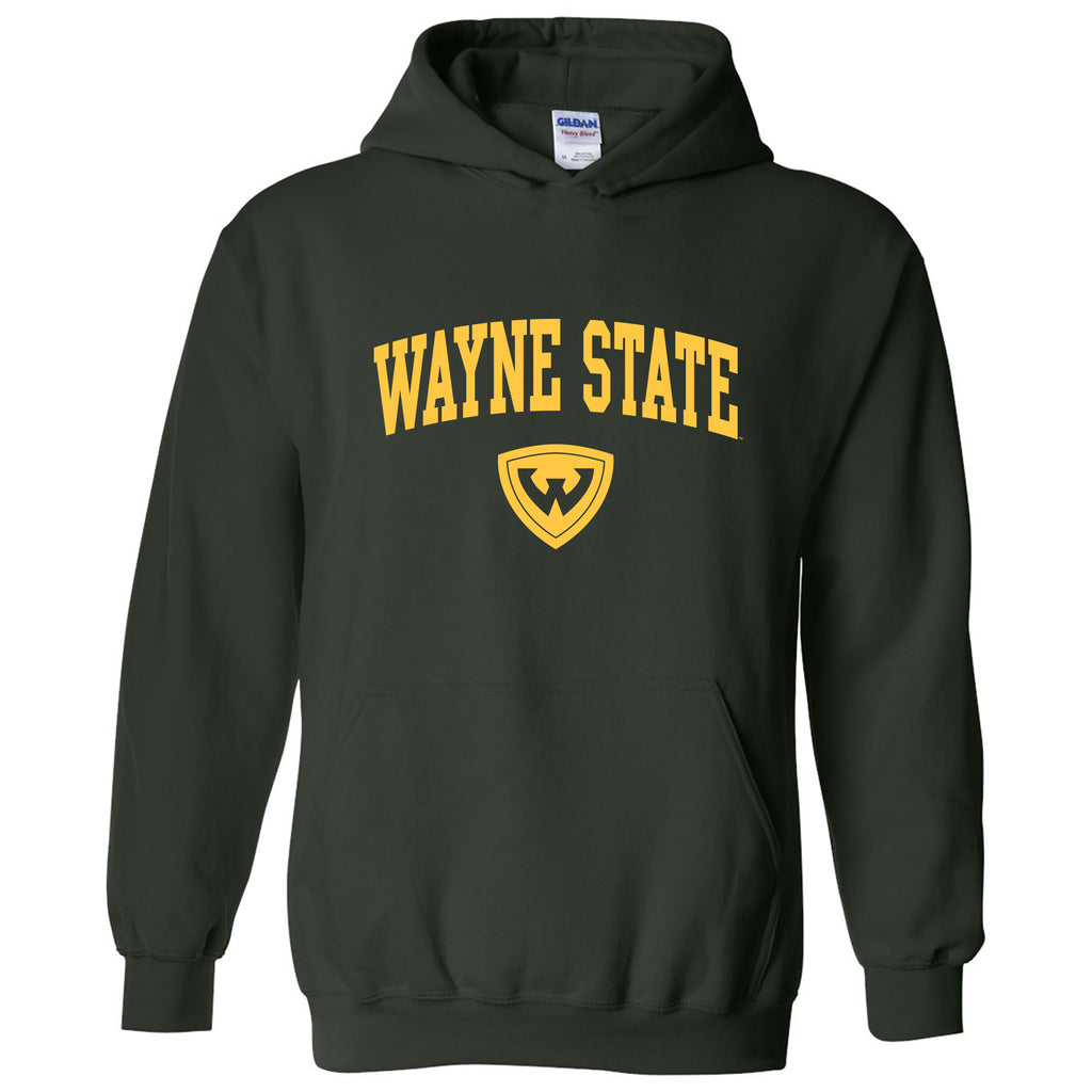 Wayne State University Warriors Arch Logo Heavy Blend Hoodie - Forest ...