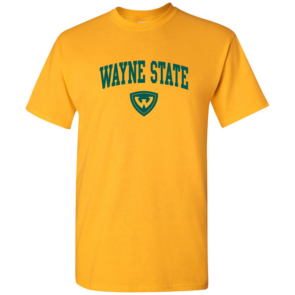 Wayne State University Warriors Arch Logo Short Sleeve T Shirt - Gold ...
