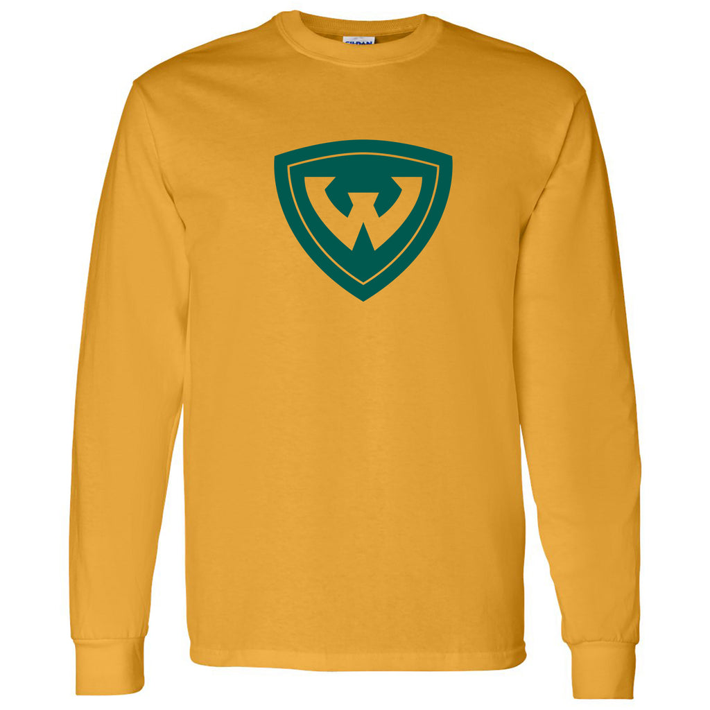 Wayne State University Warriors Primary Logo Long Sleeve T-Shirt - Gol ...