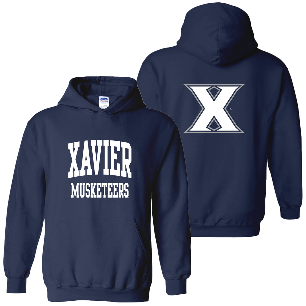 Xavier University Musketeers Front Back Print Heavy Blend Hoodie - Nav ...